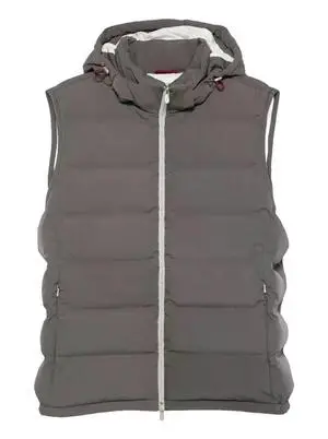 Brunello Cucinelli Quilted Hooded Gilet - Grey