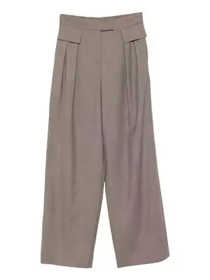 Liviana Conti Pleated Wide-leg Trousers - Brown