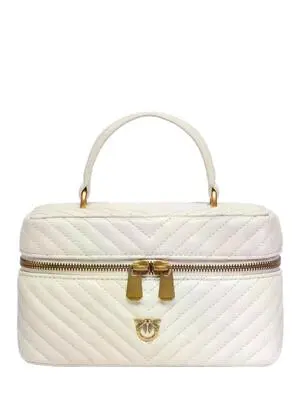 Pinko Small Beauty Case With Shoulder Strap Chevron-nappa White