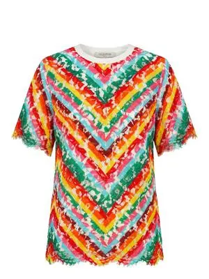 VALENTINO Chevron Lace-panel T-shirt