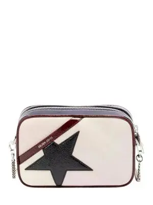 GOLDEN GOOSE Mini Star Bag In Butter-white Leather With Black Star And Burgundy And Dark Blue Details Neutrals