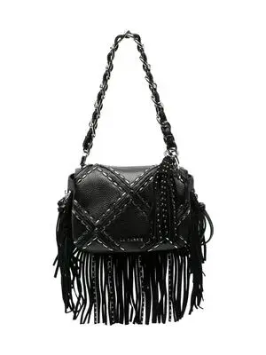 LA CARRIE Small Isabel Fringe-trimmed Studded Shoulder Bag