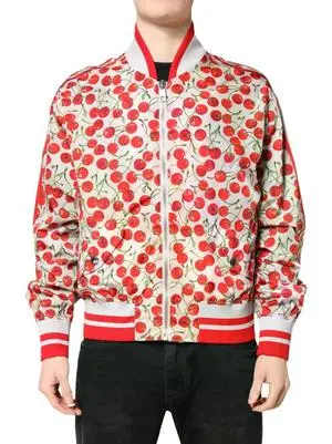 Dolce & Gabbana Cherry-print Bomber Jacket - Neutrals