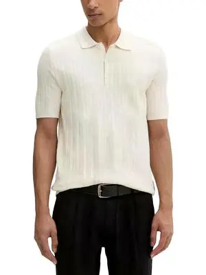 Marc O'polo Ribbed-knit Short-sleeve Polo Shirt - Neutrals