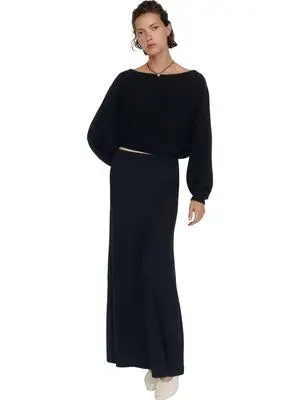 REFORMATION Brianna Cashmere Boatneck Top - Black