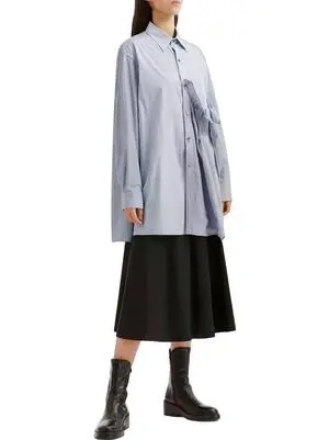 Y’s Striped Pleated Shirt - Blue