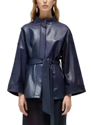 BLUGIRL Belted Button-sleeve Jacket Blue