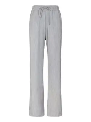 GAELLE PARIS Pinstriped Drawstring-waist Trousers - Grey