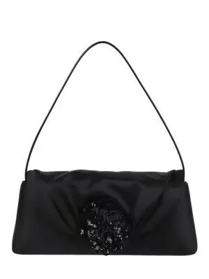 ROTATE BY BIRGER CHRISTENSEN Sequin-embellished Floral-appliqué Clutch Bag - Black