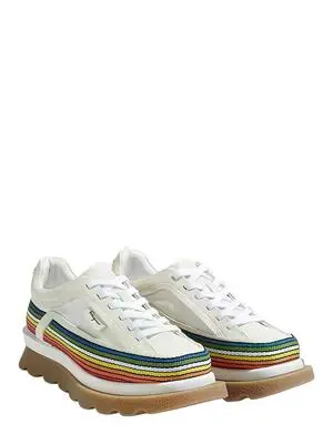 SALVATORE FERRAGAMO Rainbow-stripe Platform Sneakers