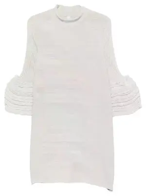 CFCL Ruffled Bell-sleeve Mini Dress - Neutrals