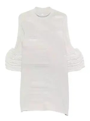 CFCL Ruffled Bell-sleeve Mini Dress - Neutrals