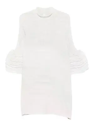 CFCL Ruffled Bell-sleeve Mini Dress - Neutrals