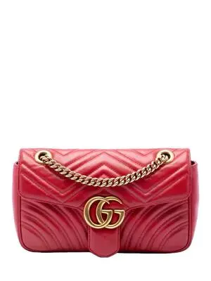 Gucci 2016-2026 Medium Gg Marmont Matelasse Calfskin Shoulder Bag - Red