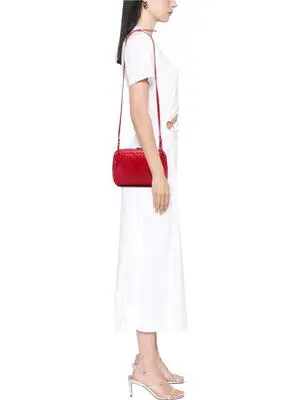Bottega Veneta 2012-2026 Nappa Intrecciato Nodini Crossbody Bag - Red