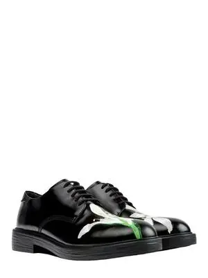 Camper Twins Floral-print Leather Lace-up Shoes - Black