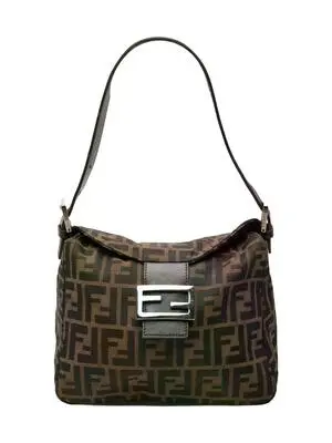 FENDI 1990-2000 Zucca Canvas Double Flap Shoulder Bag