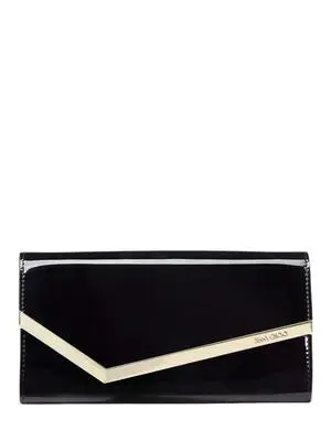 JIMMY CHOO Emmie Patent-leather Clutch Bag - Black