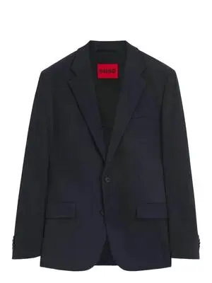 Hugo Slim-fit Suit Jacket In Performance-stretch Seersucker - Blue