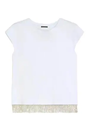 PENNYBLACK Fringe-trim Short-sleeve T-shirt - White