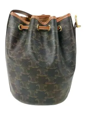 CELINE Small Triomphe-canvas Drawstring Bucket Bag