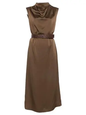 Brunello Cucinelli Belted Midi Dress - Multicolor