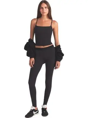 SKIMS Mid Rise Legging | Grey | 2xs | Cotton Rib Soot