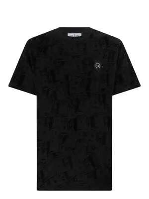 Philipp Plein Dollar Print T-shirt With Logo Plaque - Black