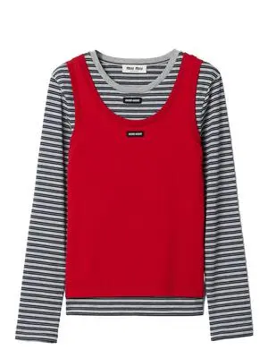 Miu Miu Jersey Tank Top And T-shirt - Grey+blue