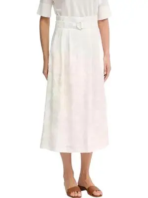 MARC AUREL Belted Jacquard-pattern Midi A-line Skirt - White