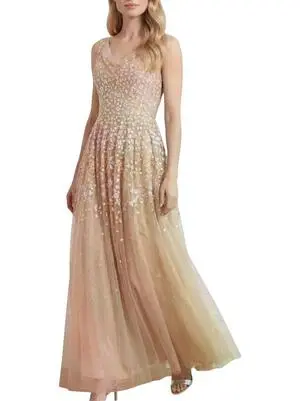 NEEDLE & THREAD Versailles Ditsy Cowl-neck Gown