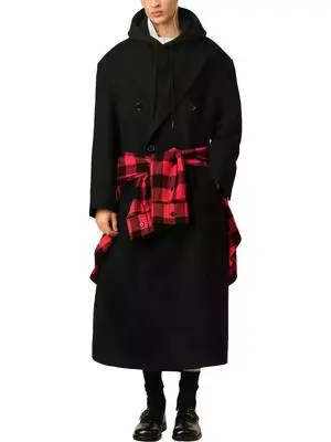 AMI Paris Long Double Breasted Wool Coat - Black