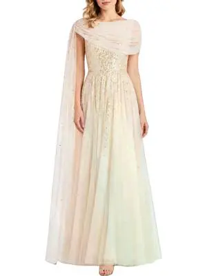 NEEDLE & THREAD Moonlight Sequin Draped Maxi Dress - Neutrals