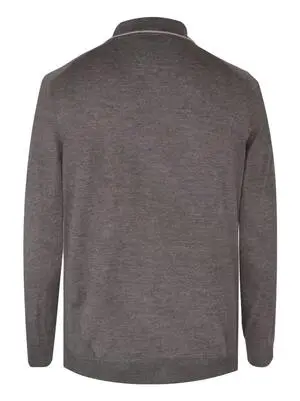 GRAN SASSO Herringbone-knit Half-zip Sweater - Brown