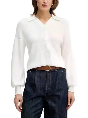 MARC AUREL Ribbed-knit V-neck Sweater - White