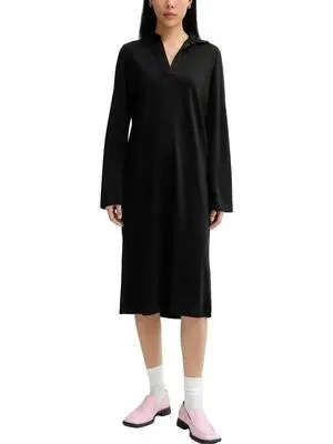 Marc O'polo Long-sleeve Polo-collar Midi Dress - Black
