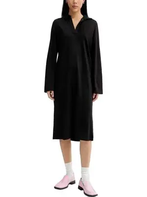 Marc O'polo Long-sleeve Polo-collar Midi Dress - Black