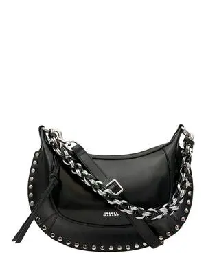 Isabel Marant Étoile Oskan Moon Studded Leather Shoulder Bag - Black