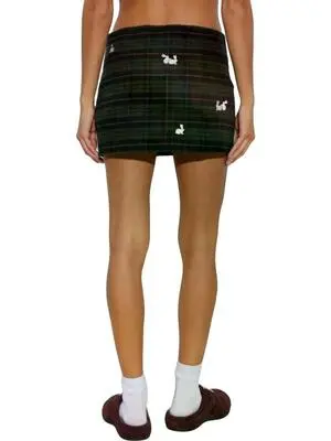 CARNE BOLLENTE Check-pattern Embroidered Mini Skirt