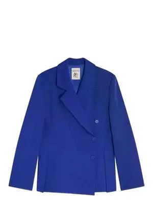 SEMICOUTURE Jorie Double-breasted Pleated-detail Jacket - Blue