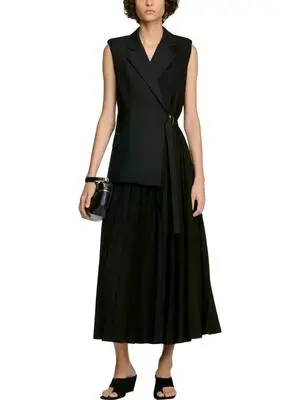 Sandro Pleated Wrap Dress - Black
