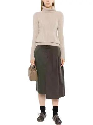 N.peal Adelyn Cable Roll Neck Knitted Top - Neutrals
