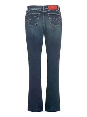 FRACOMINA Embroidered-hem Flared Jeans - Blue