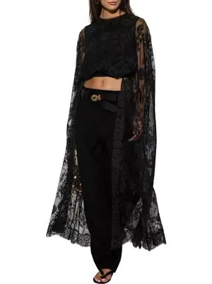Zimmermann Asymmetric Floral-lace Top - Black