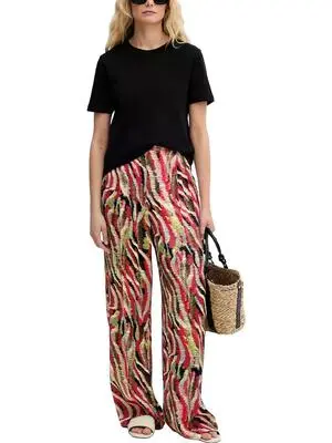 Lola Casademunt Abstract-print Wide-leg Trousers - Red