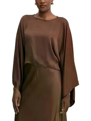 HAVEONE Batwing-sleeve Cropped Blouse - Brown