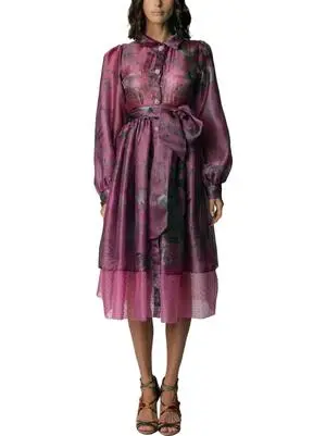 MIAU BY CLARA ROTESCU Kyoto Floral-print Midi Dress - Purple