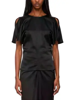 Victoria Beckham Bela Cut-out Flutter-sleeve Top - Black