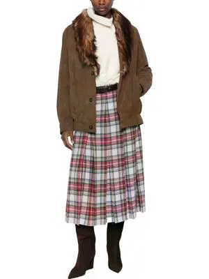 MAISON MARGIELA Tartan-check Pleated Midi Skirt - Neutrals