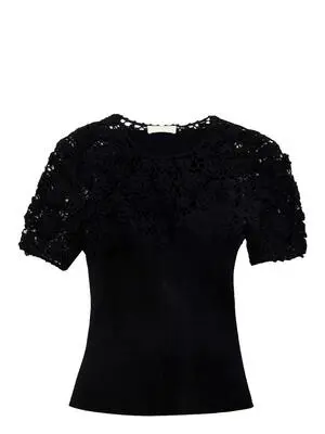 ULLA JOHNSON Ss Clelia Crochet-knit Top